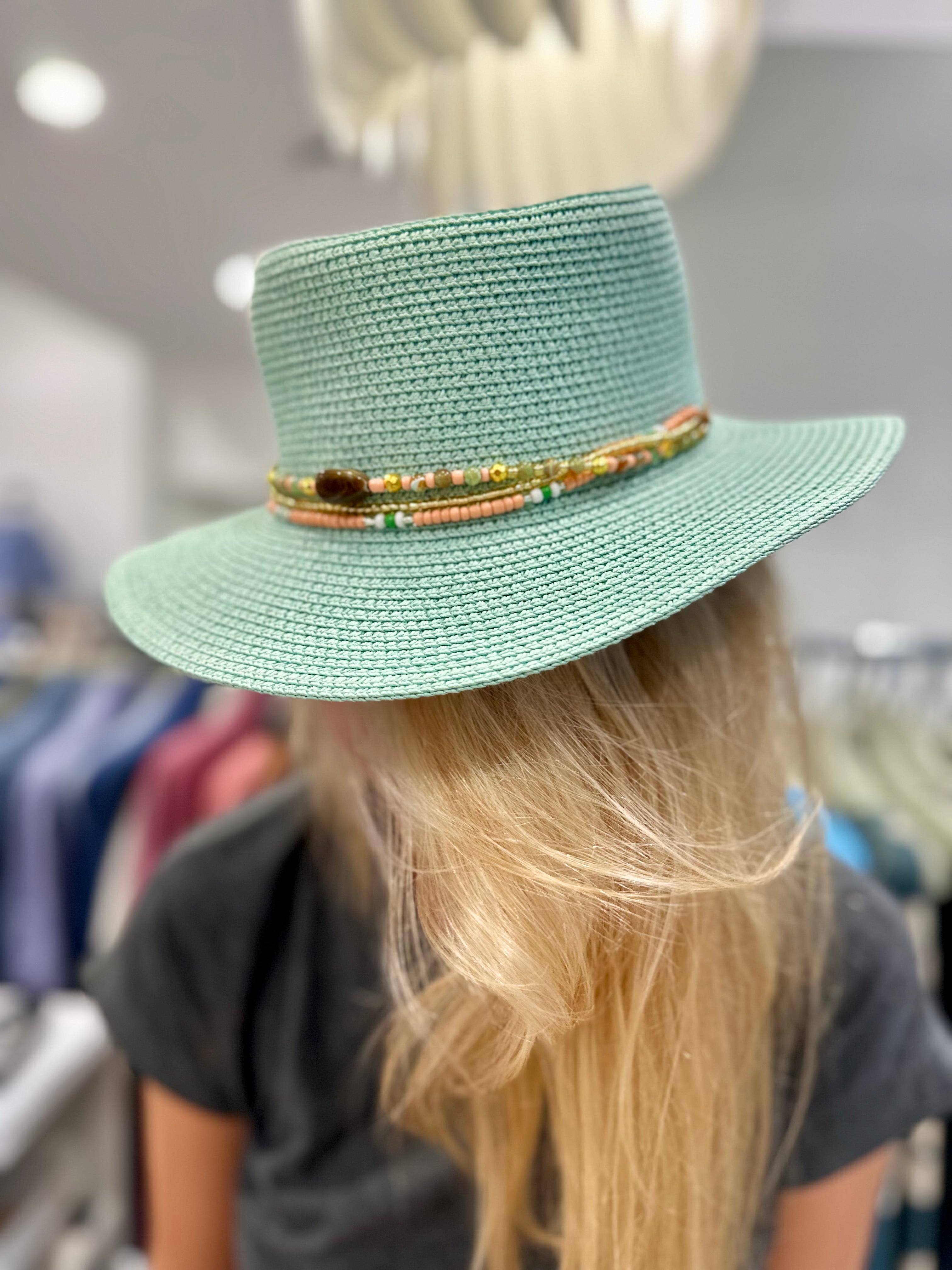 Seafoam Straw Boaters Hat – Bolufe Boutique